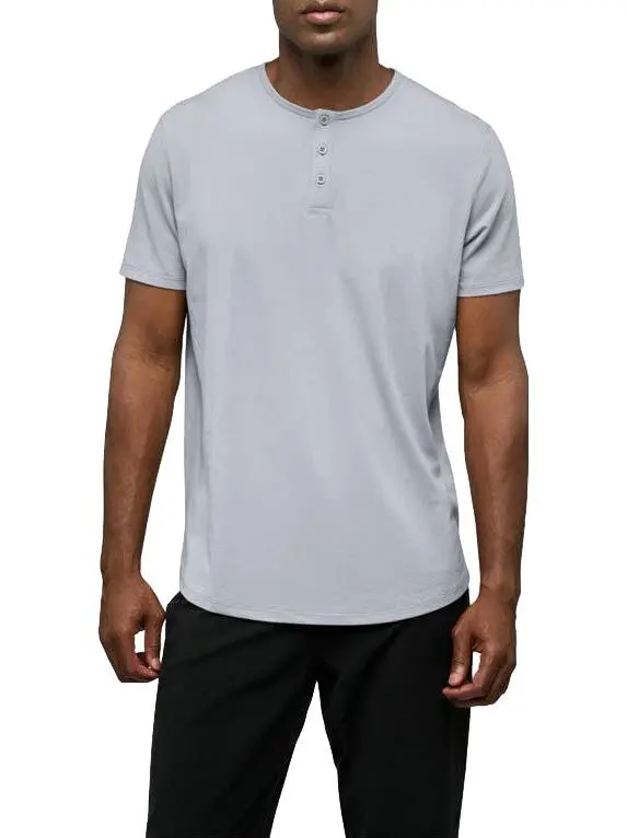 CUTS Ao Curved Hem Short Sleeve Henley - Cashmere Grey