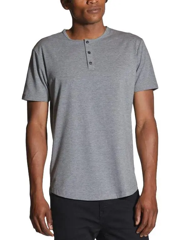 CUTS Ao Curved Hem Short Sleeve Henley - Heather Grey