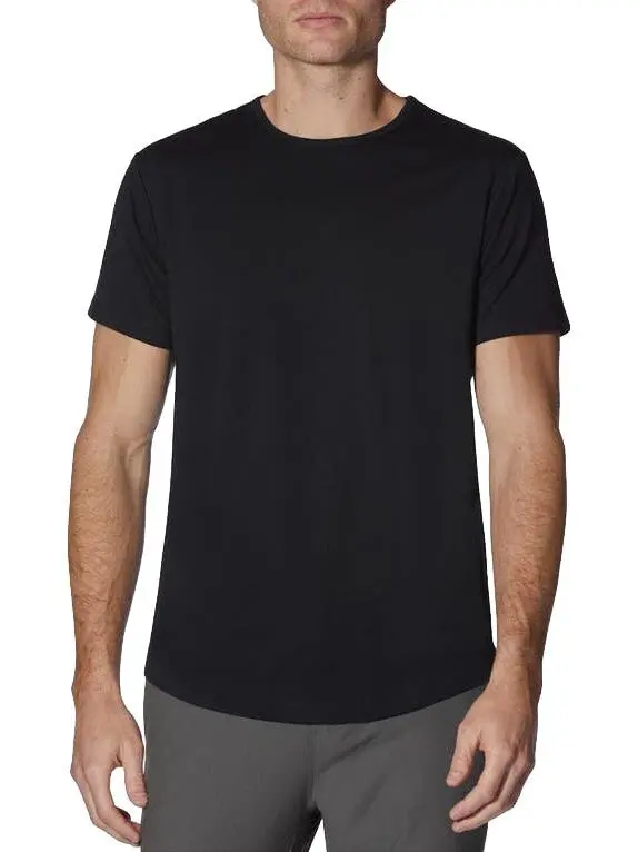 CUTS Ao Curve Hem Cotton Blend T-shirt - Black