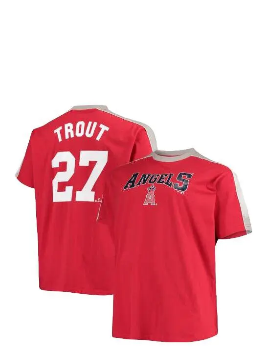 Profile Mike Trout /silver Los Angeles Angels Big & Tall Fashion Piping Player T-shirt - Red