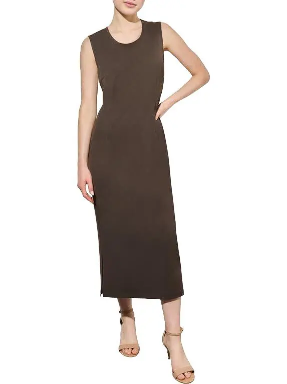 Ming Wang Sleeveless Midi Dress - Dark Umber