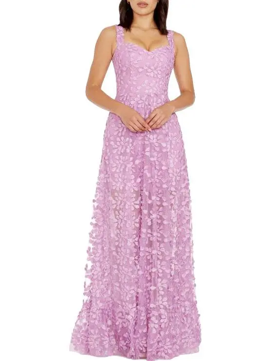 Dress The Population Anabel Semisheer Gown - Lavender