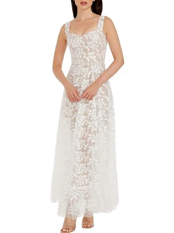 Dress The Population Anabel Semisheer Gown - Off White