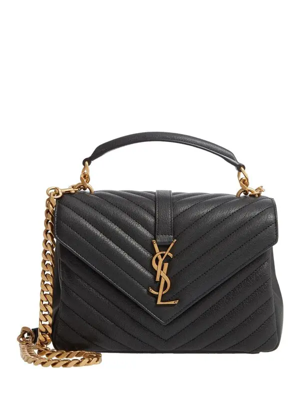 Saint Laurent Medium College Matelassé Leather Shoulder Bag - 1000 Nero