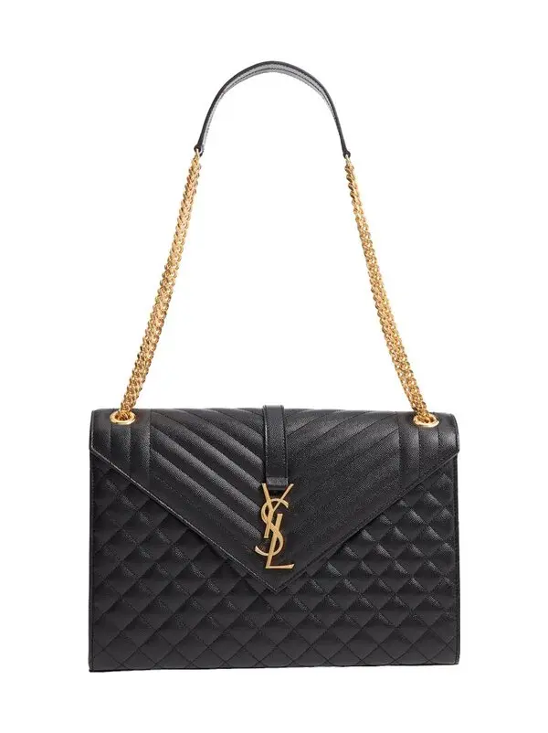Saint Laurent Large Envelope Shoulder Bag - Nero/ Nero/ Nero