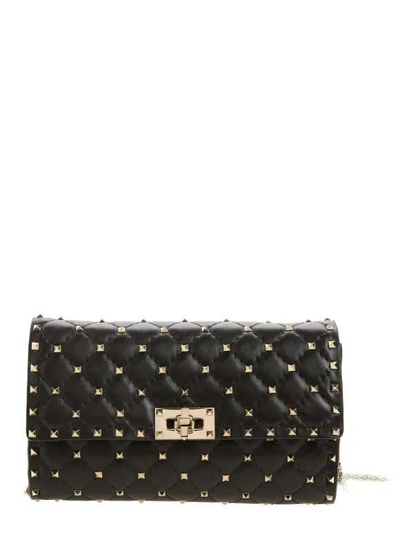 Valentino Garavani Rockstud Matelassé Quilted Leather Crossbody Bag - Black