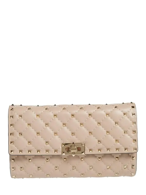 Valentino Garavani Rockstud Matelassé Quilted Leather Crossbody Bag - Poudre