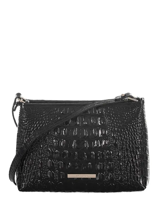 Brahmin Lorelei Croc-embossed Leather Shoulder Bag - Black