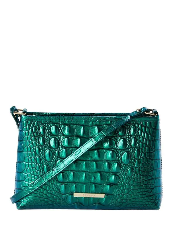 Brahmin Lorelei Croc-embossed Leather Shoulder Bag - Mystic Green Melbourne