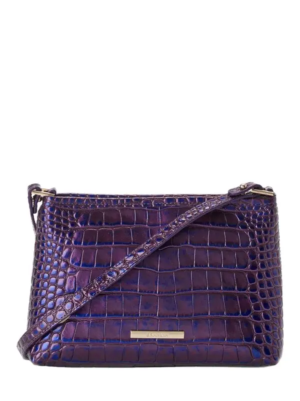 Brahmin Lorelei Croc-embossed Leather Shoulder Bag - Purple Acro