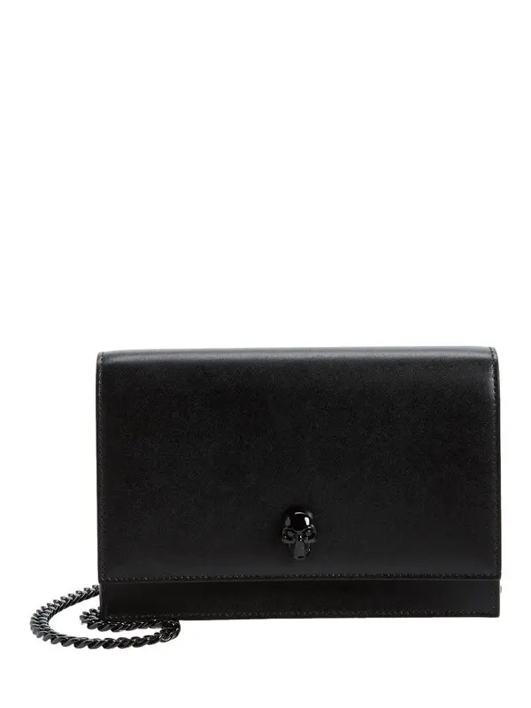 Alexander McQueen Skull Calfskin Shoulder Bag - Black