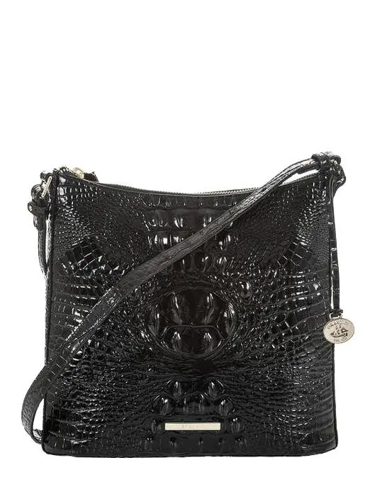 Brahmin Katie Croc Embossed Leather Crossbody Bag - Black