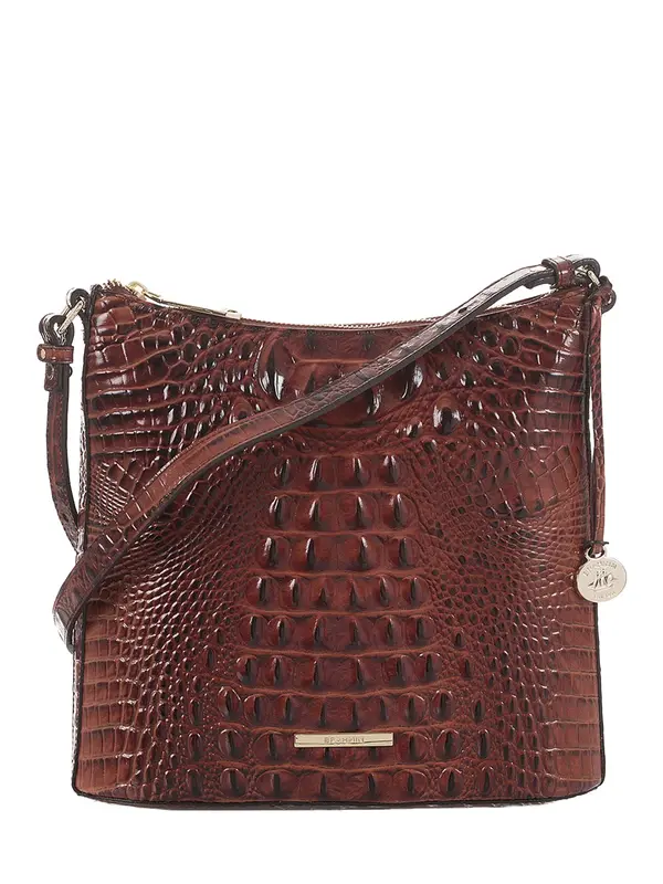 Brahmin Katie Croc Embossed Leather Crossbody Bag - Pecan
