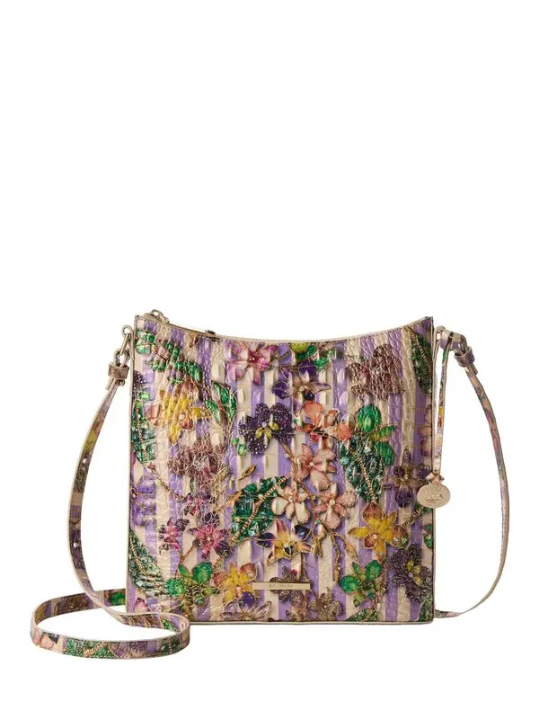 Brahmin Katie Croc Embossed Leather Crossbody Bag - Pinstripe Petals