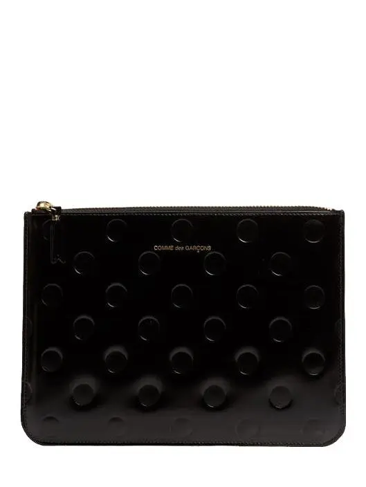 Comme Des Garçons Dot Embossed Zip Pouch - Black