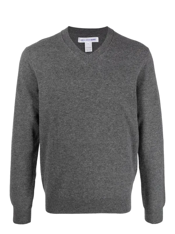 Comme Des Garçons V-neck Fine-knit Jumper - Grey