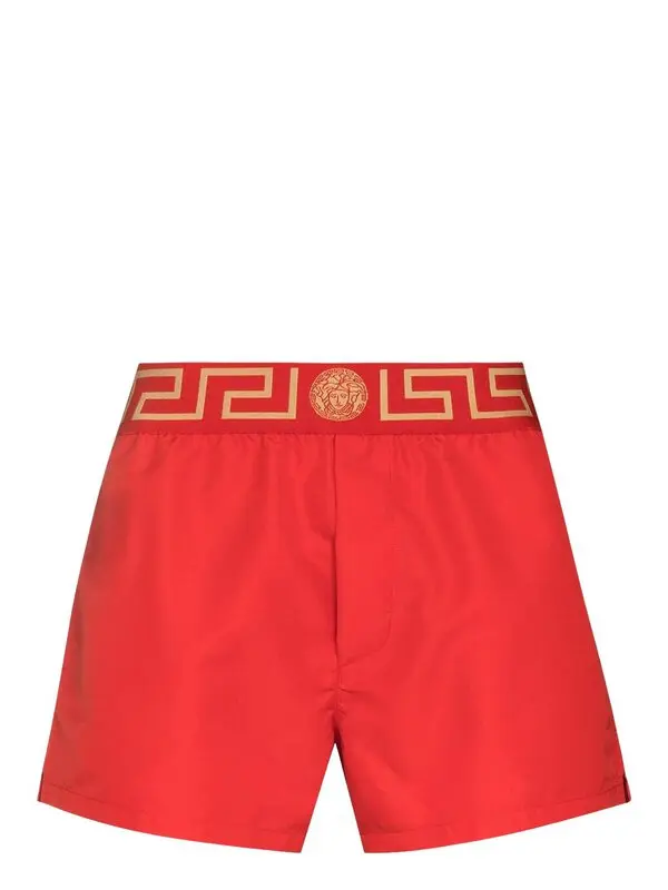 Versace Greca Border Swim Shorts - Red