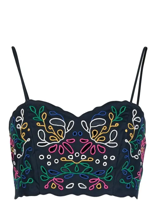 Chloé Embroidered Cotton Top - Blue