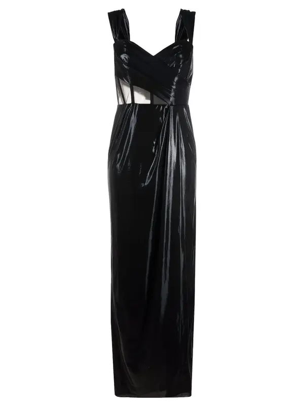 Marchesa Sheer-panel Sleeveless Dress - Black
