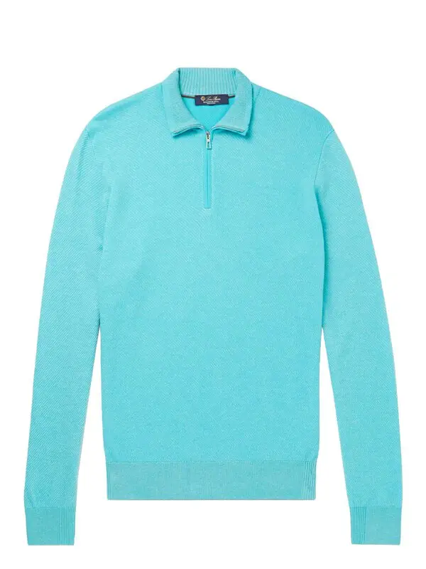 Loro Piana Roadster Striped Cashmere Half-zip Sweater - Blue