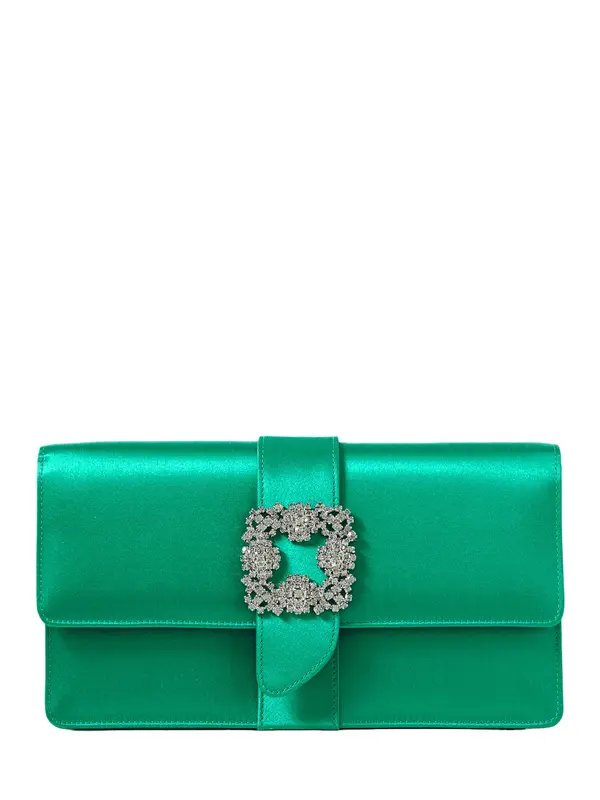 Manolo Blahnik Capri Crystal-embellished Clutch - Green