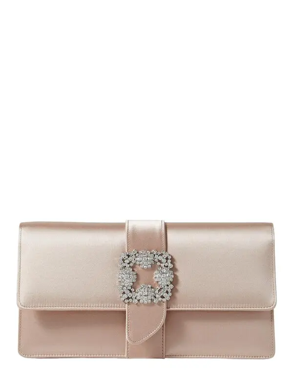 Manolo Blahnik Capri Crystal-embellished Clutch - Neutrals
