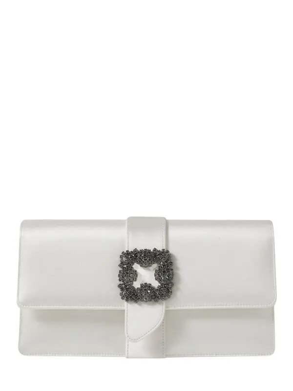 Manolo Blahnik Capri Crystal-embellished Clutch - White