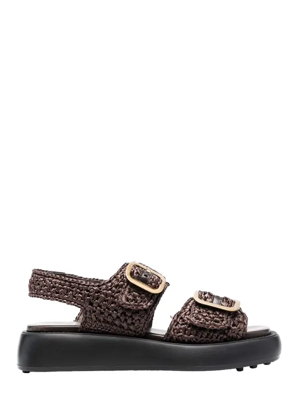 TOD'S Chunky Woven Raffia Sandals - Brown