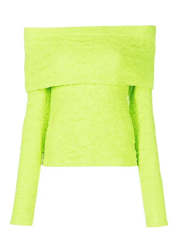 MSGM Off-shoulder Textured Top - Green