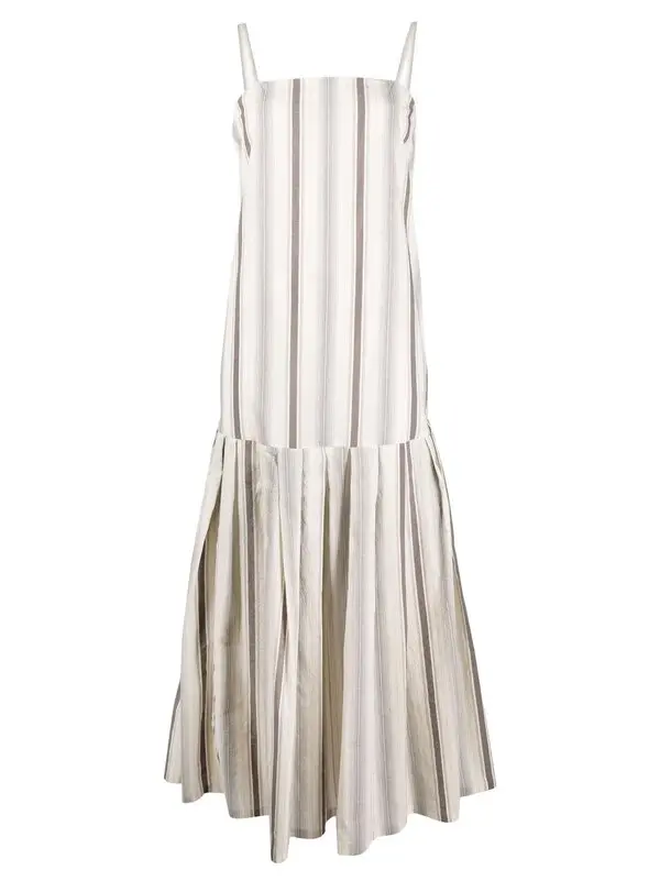 Fabiana Filippi Striped Peplum Maxi Dress - Neutrals