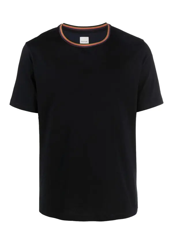 Paul Smith Stripe-trim Organic Cotton T-shirt - Black