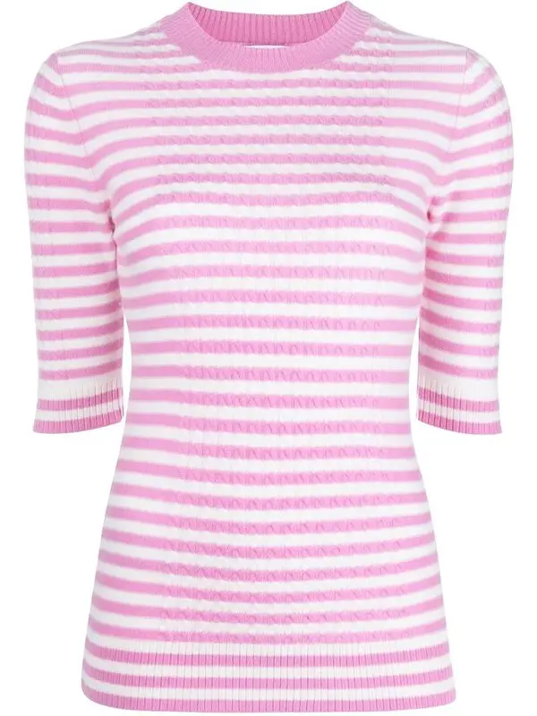 GANNI Striped Cashmere-wool Top - Pink