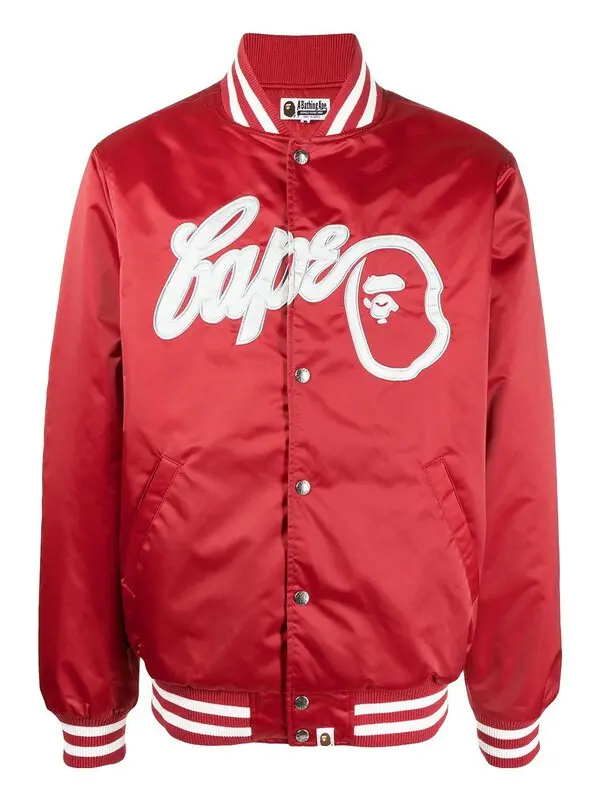 A BATHING APE Logo Patch Bomber Jacket - Red
