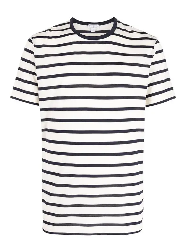 Sunspel Striped Crew-neck T-shirt - White
