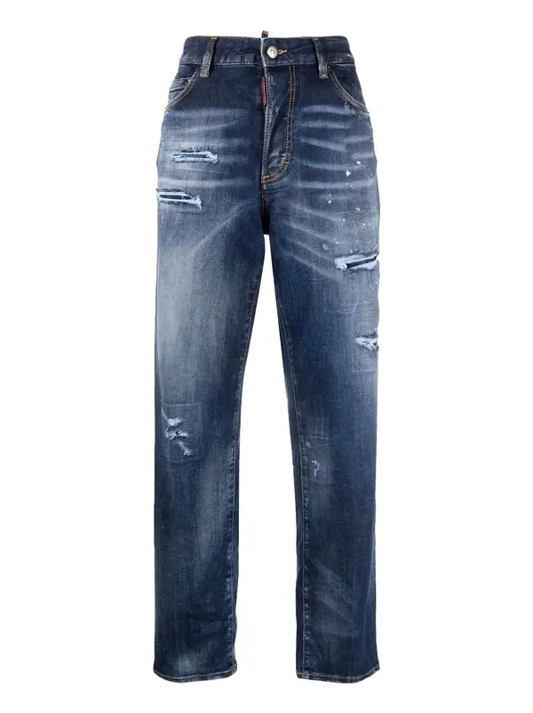 Dsquared2 Distressed High-waisted Jeans - Blue