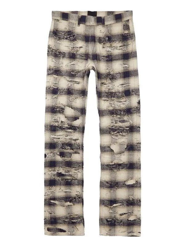 Givenchy Straight-leg Distressed Checked Jeans - Neutrals