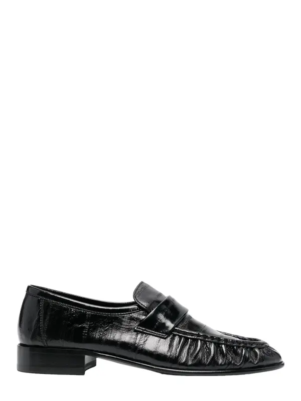 THE ROW Slip-on Leather Loafers - Black
