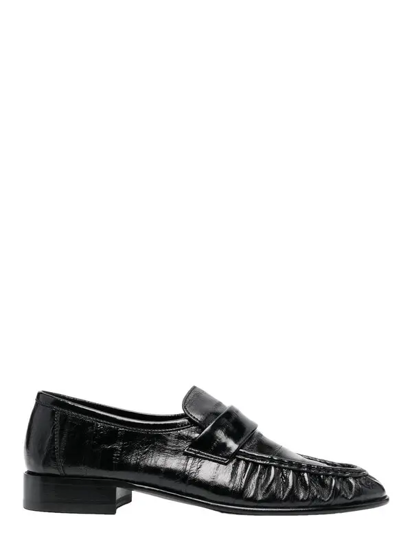THE ROW Slip-on Leather Loafers - Black