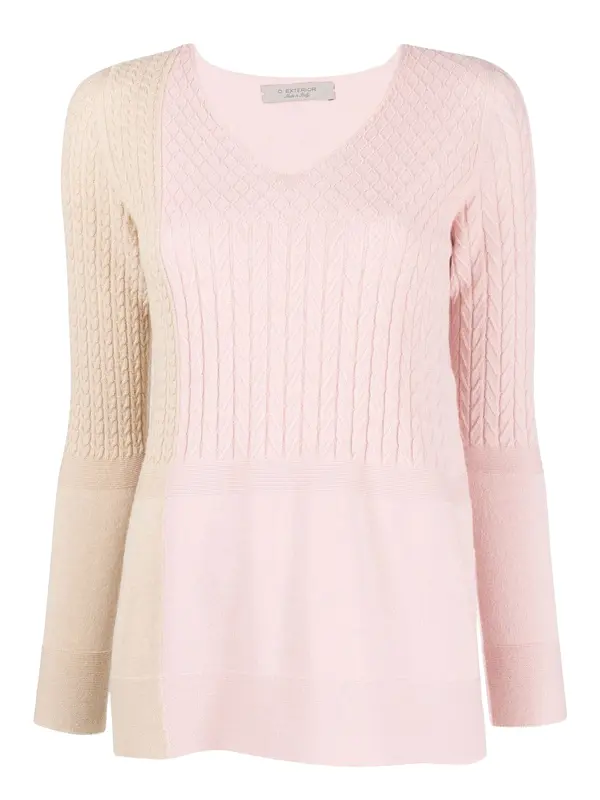 D.exterior Colour-block Cable-knit Jumper - Pink