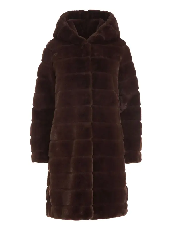 Apparis Faux-fur Hooded Coat - Brown