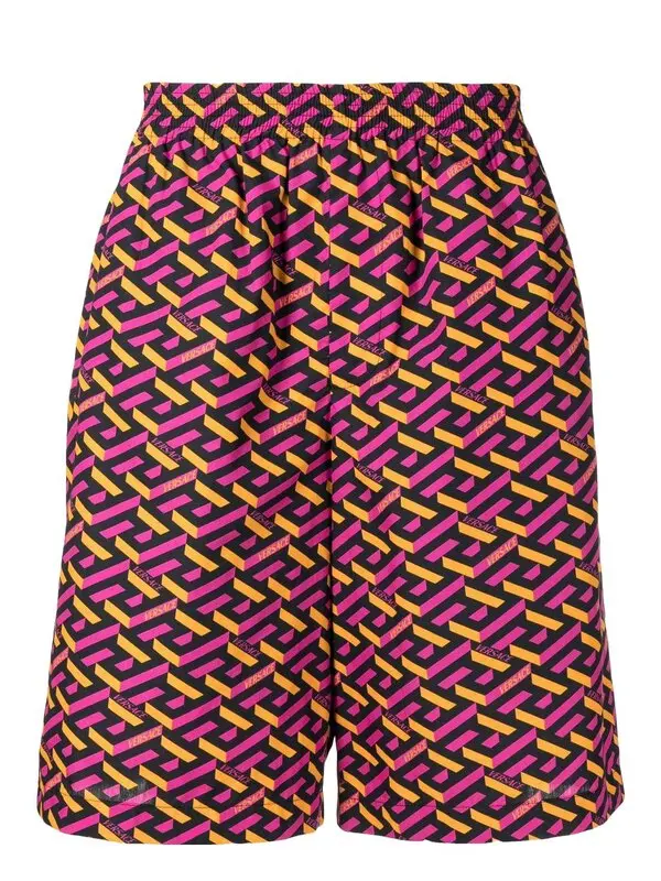 Versace Le Greca Print Shorts - Pink