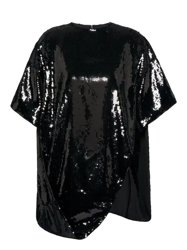 Valentino Garavani Sequin-embroidered Organza T-shirt - Black