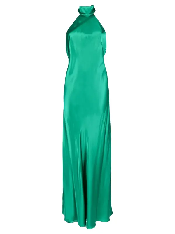 Michelle Mason Backless Halter-neck Gown - Green