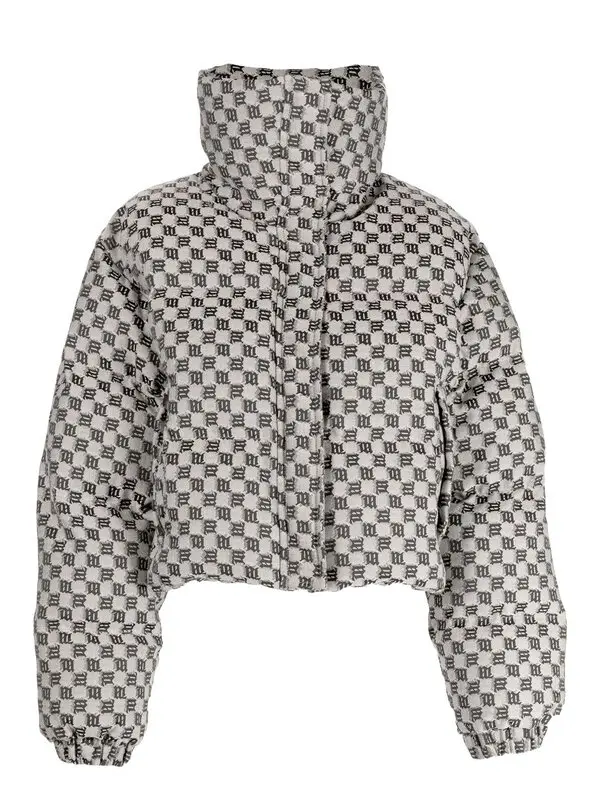 MISBHV Monogram Cropped Puffer Jacket - Neutrals