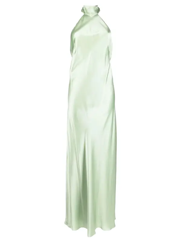 Michelle Mason Backless Halter-neck Tie Gown - Green