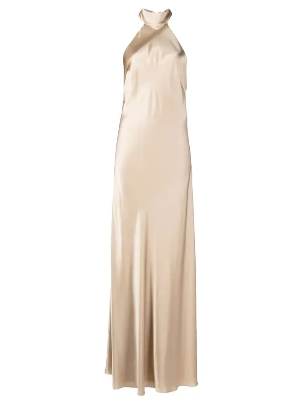 Michelle Mason Backless Halter-neck Gown - Gold