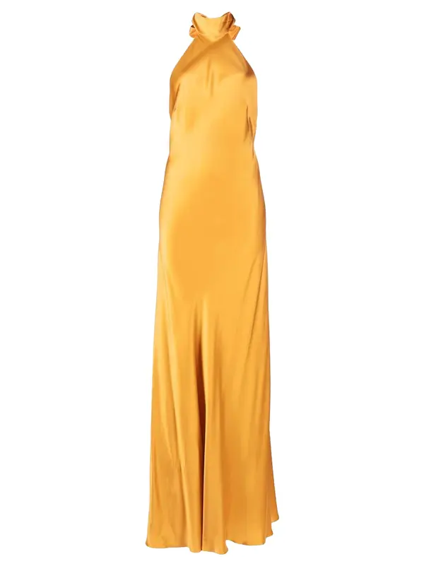 Michelle Mason Backless Halter-neck Gown - Gold
