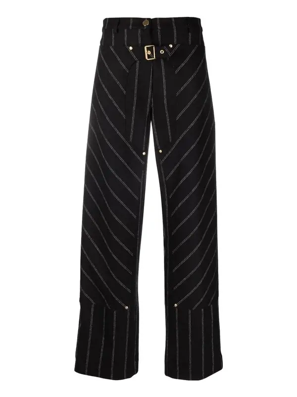 Stella McCartney Striped Straight-leg Trousers - Black