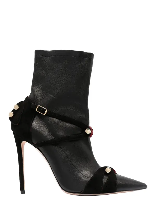 HARDOT Pointed Leather Ankle Boots - Black