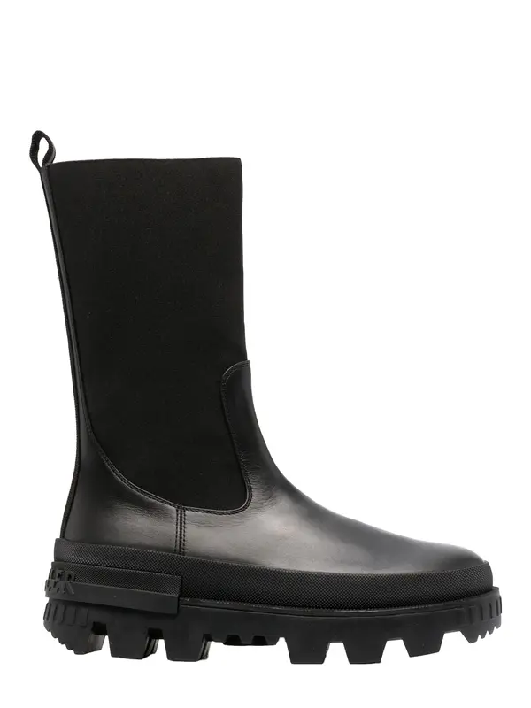 Moncler Ridged-sole Panelled Boots - Black
